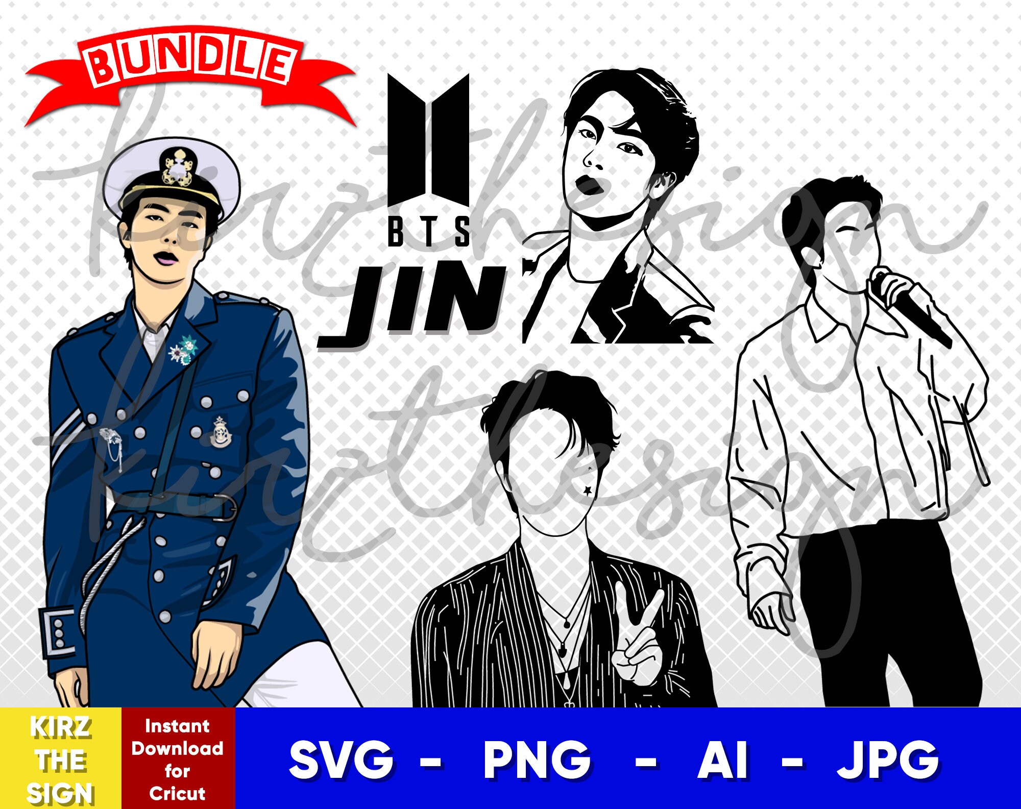 BTS Jin (Seok-jin) Stencil , Svg, Png, Ai , Digital Download | Inspire ...