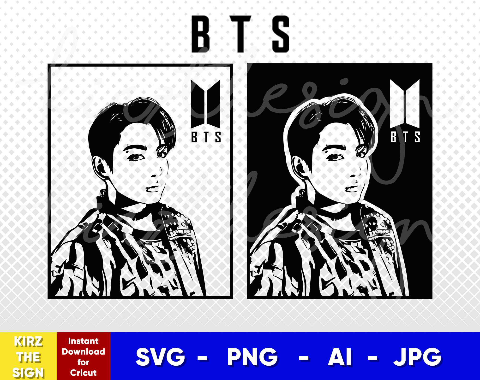 BTS Jungkook (JK) Stencil , Svg, Png, Ai , Digital Download - Inspire ...