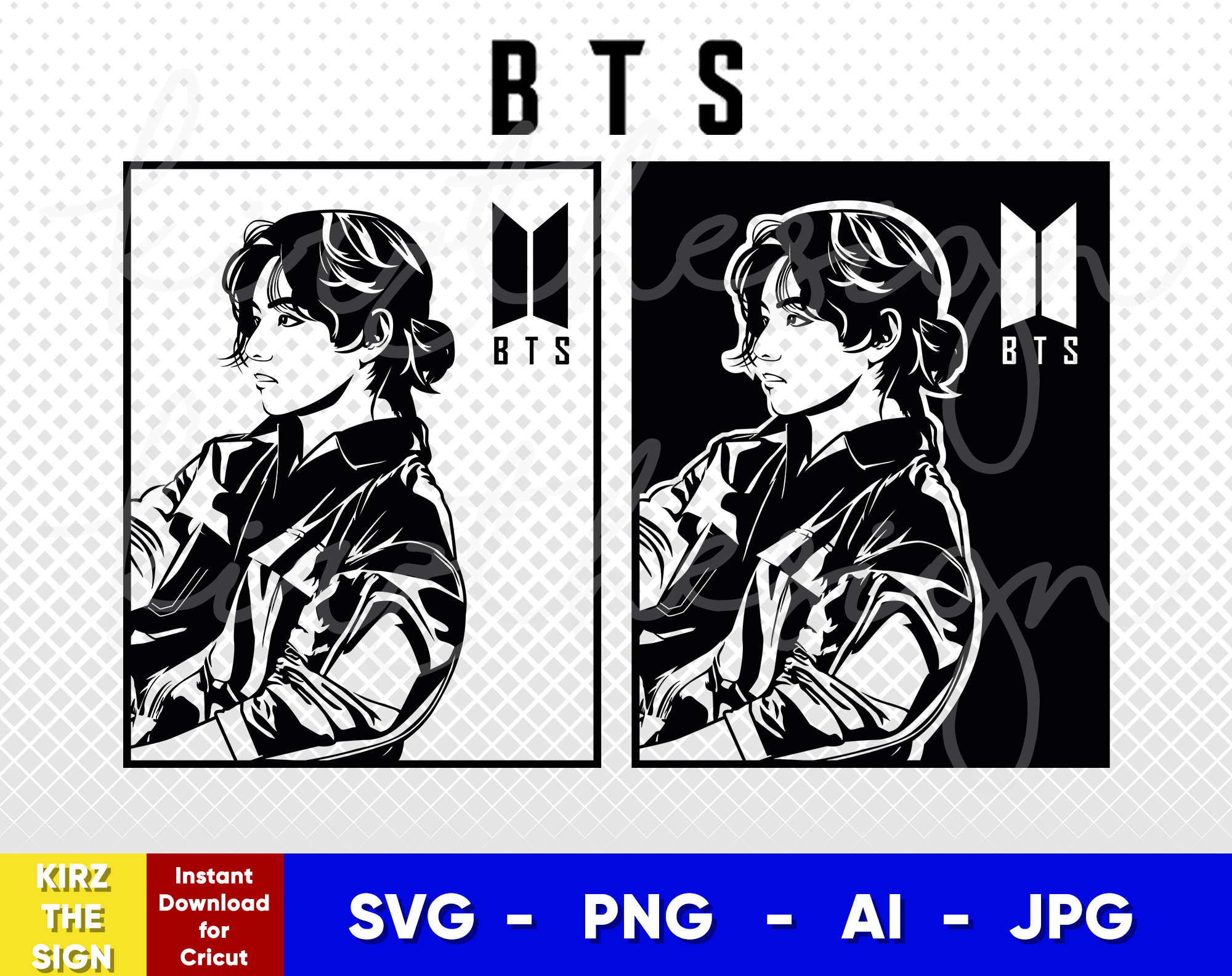 BTS V (Taehyung) Stencil , Svg, Png, Ai , Digital Download c | Inspire ...