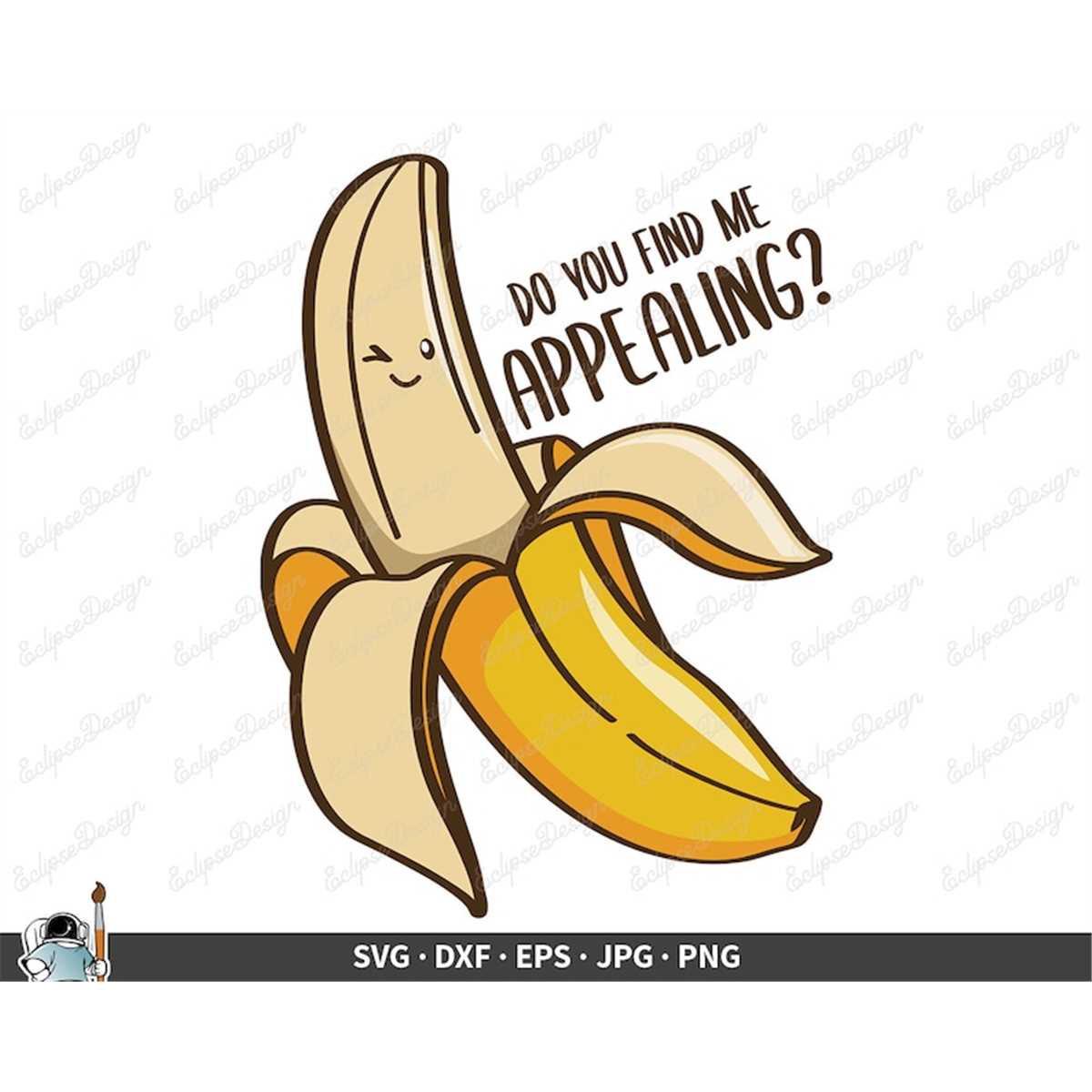 Appealing Banana SVG Clip Art Cut File Silhouette dxf eps p - Inspire ...