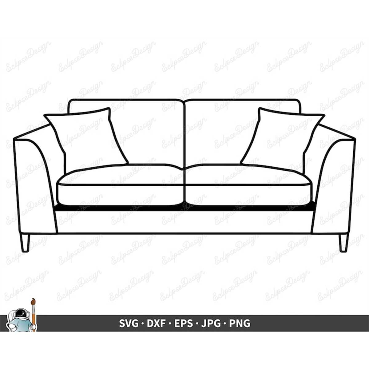 Couch Sofa SVG Clip Art Cut File Silhouette dxf eps png jpg - Inspire ...
