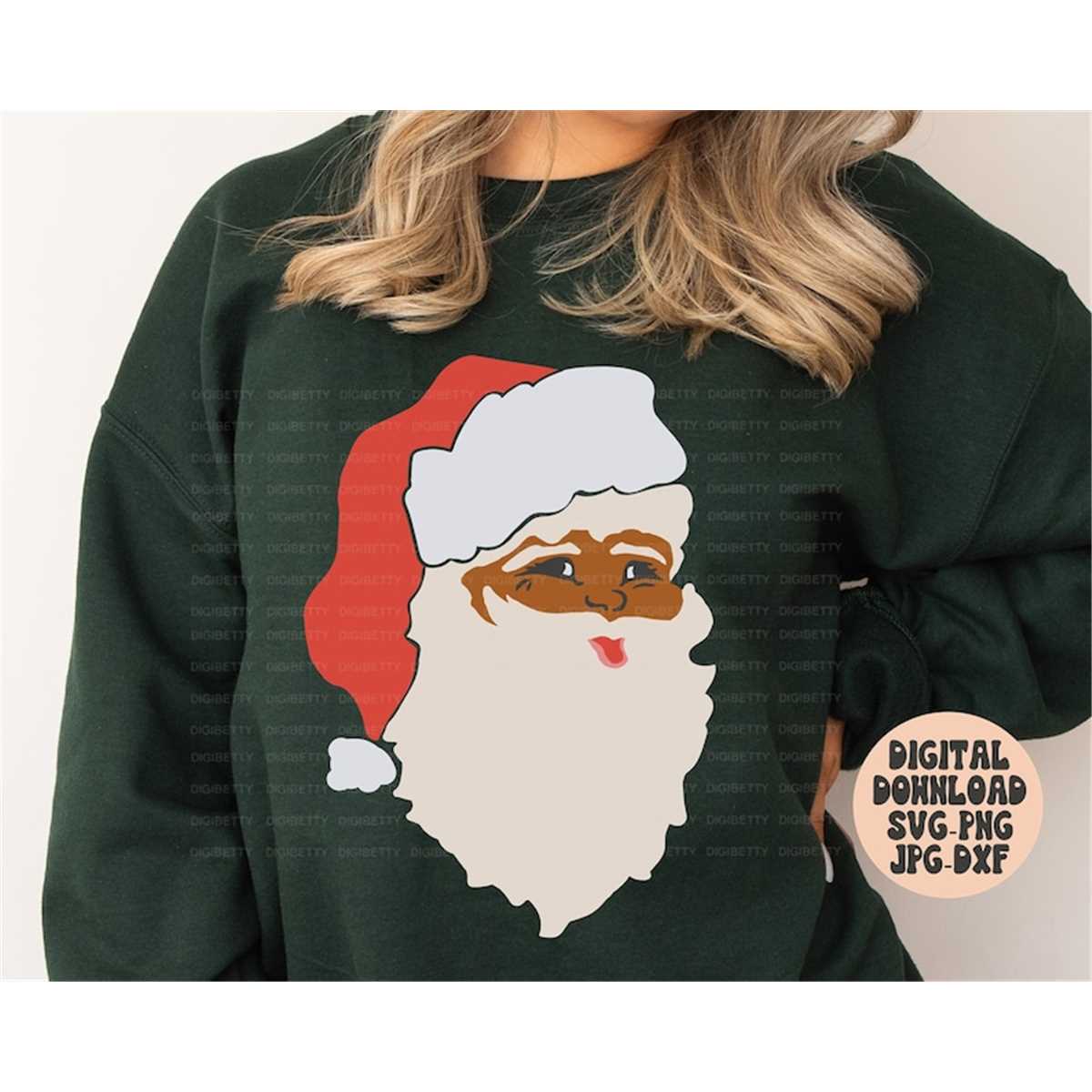 Santa Claus Svg Png Jpg Dxf, Retro Christmas Svg, African Am - Inspire ...
