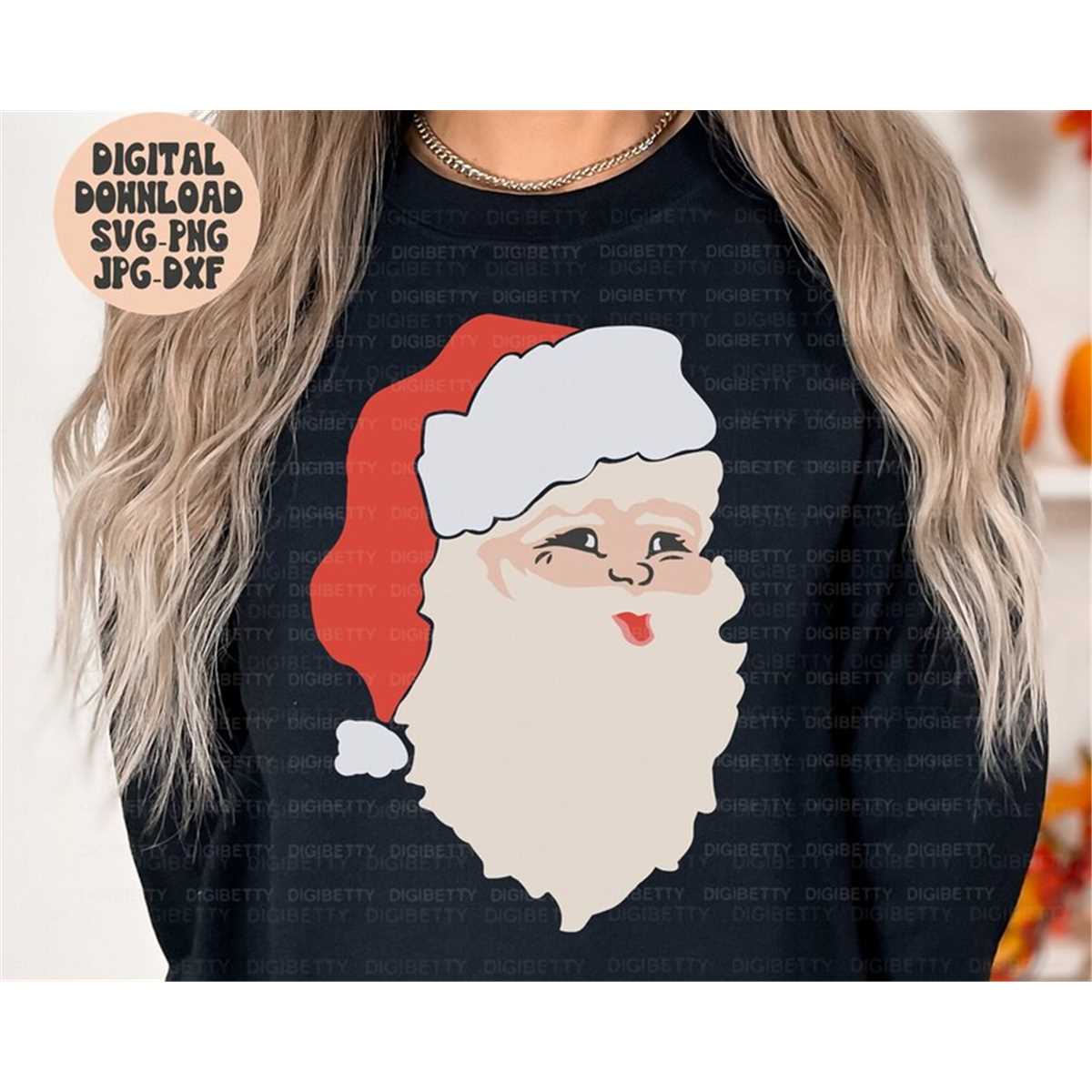 Santa Claus Svg Png Jpg Dxf, Retro Christmas Svg, Vintage Ch - Inspire ...