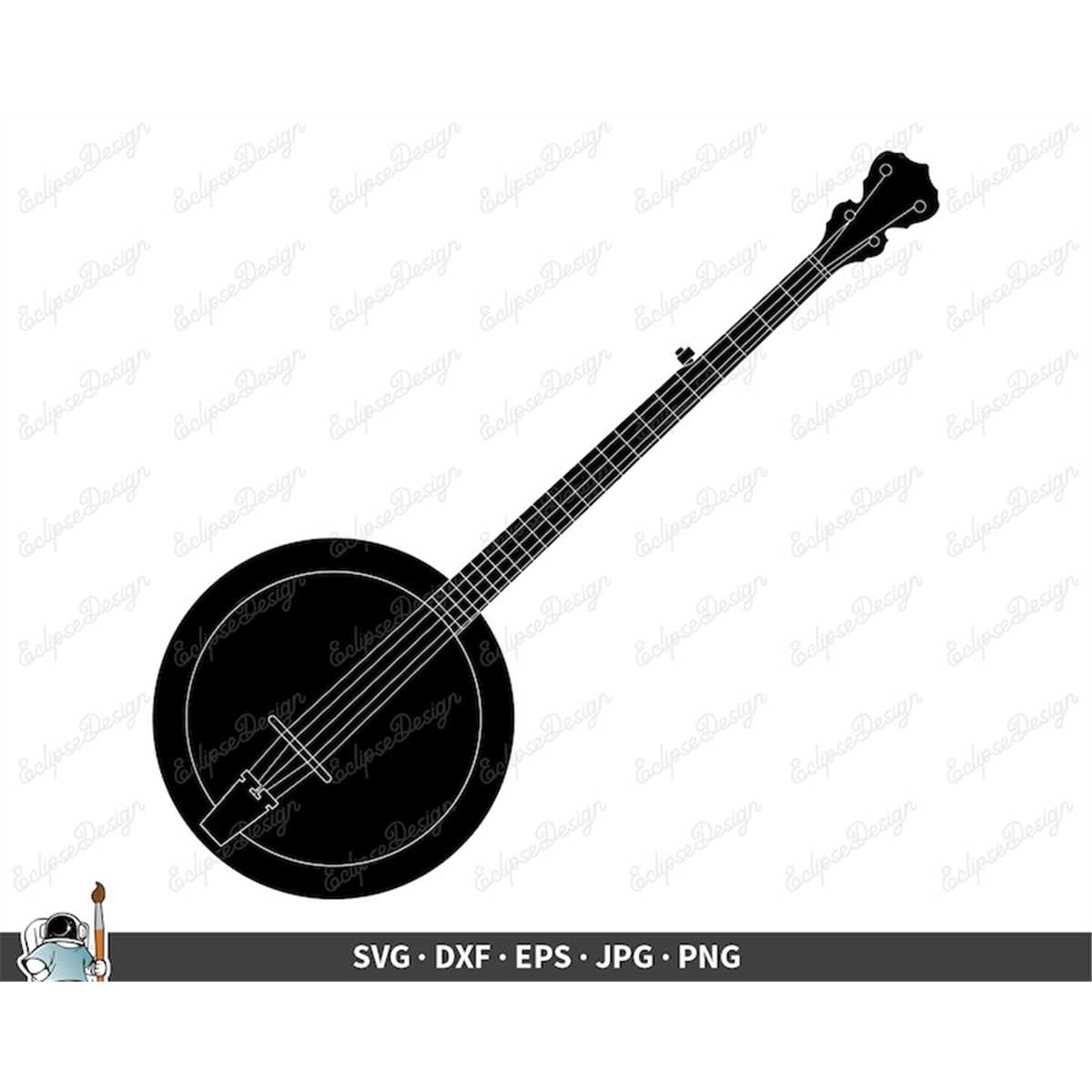 Banjo SVG Music Clip Art Cut File Silhouette dxf eps png jp | Inspire ...