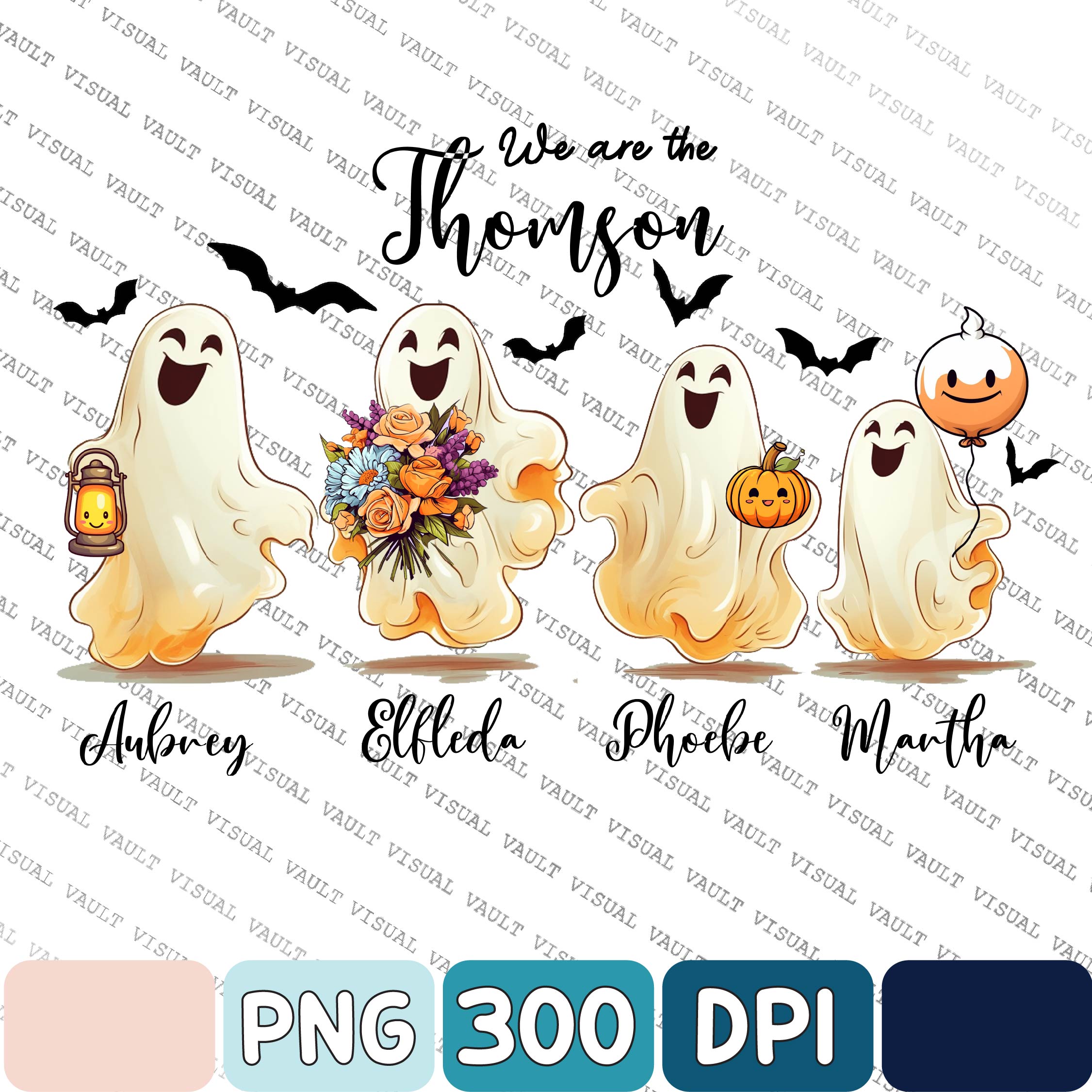 Halloween Ghost Family With Pets Custom Family Png, Hallowee - Inspire ...
