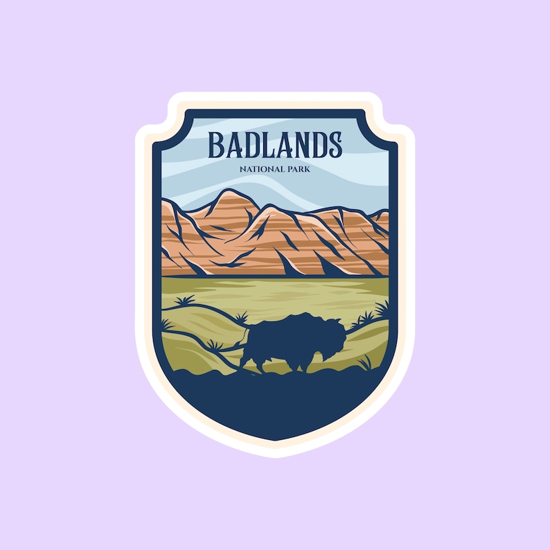 Badlands National Park Sticker, National Park Badge Stickers | Inspire ...
