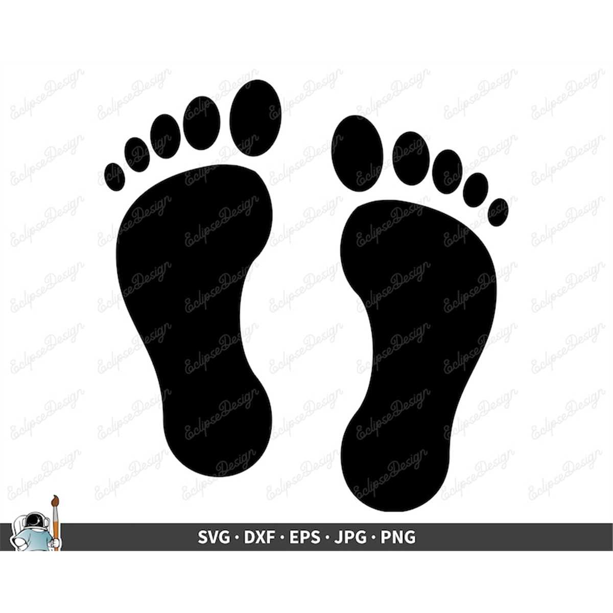 Footprints Feet SVG Clip Art Cut File Silhouette dxf eps pn | Inspire ...