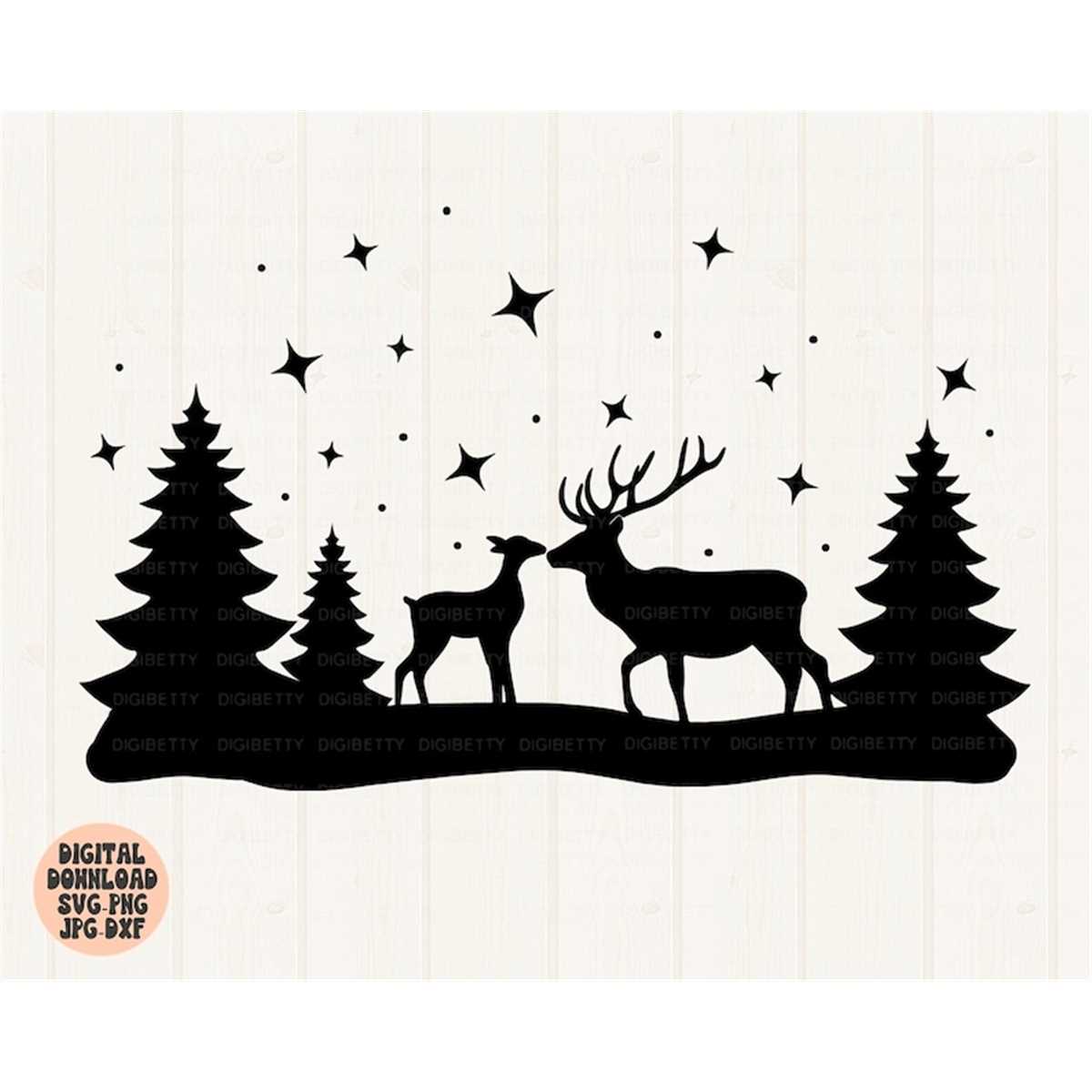 Winter Scene Svg, Png, Jpg, Dxf, Deer Svg, Reindeer Svg, Chr | Inspire ...