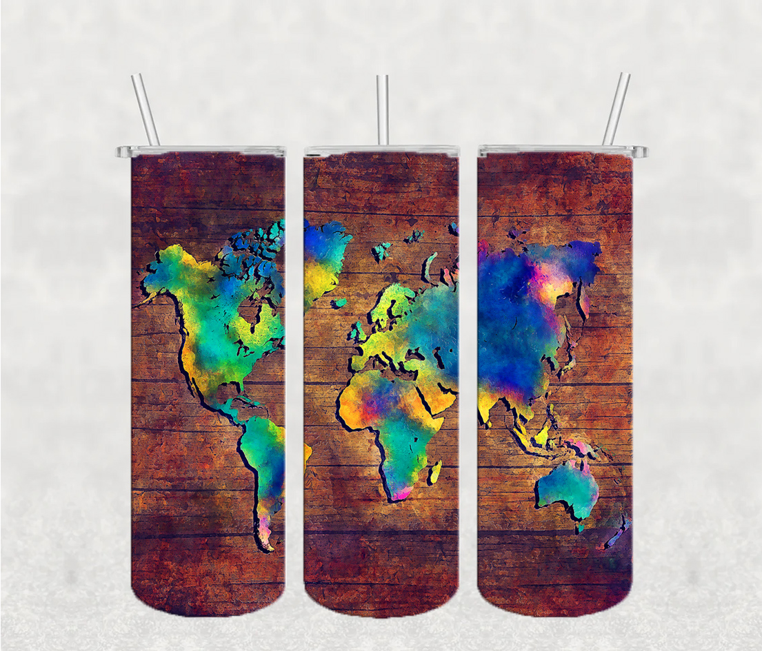 World Map tumbler design, 20 oz skinny tumbler design, subli - Inspire ...