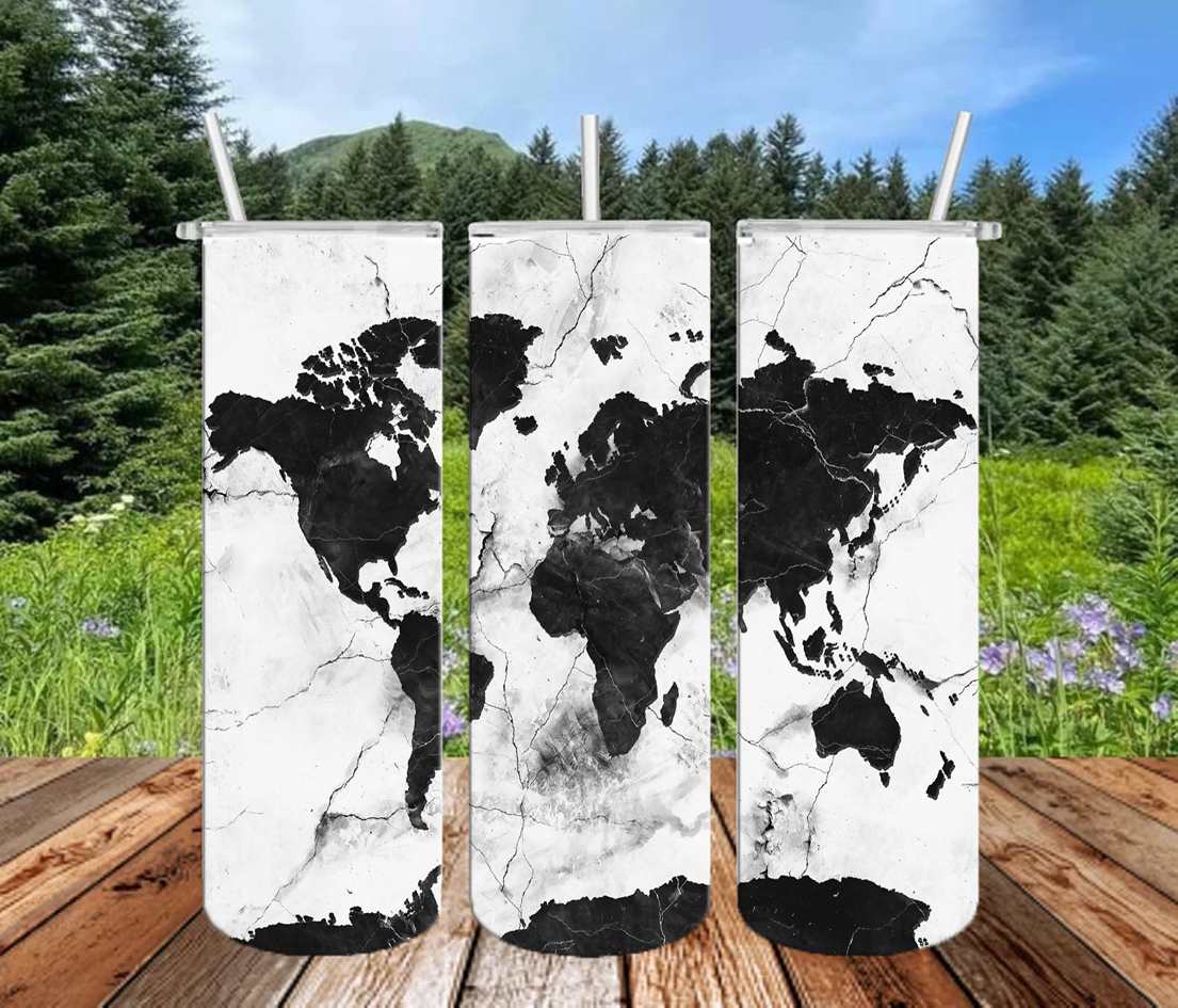 World Map tumbler design, 20 oz skinny tumbler design, subli | Inspire ...