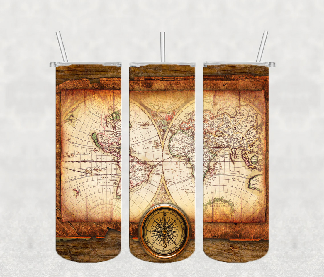 World Map tumbler design, 20 oz skinny tumbler design, subli | Inspire ...