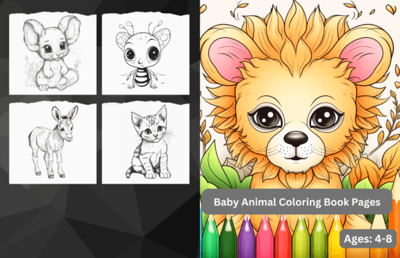 40 Baby Animals Coloring Book Pages for Kids Toddlers PDF Pr | Inspire ...