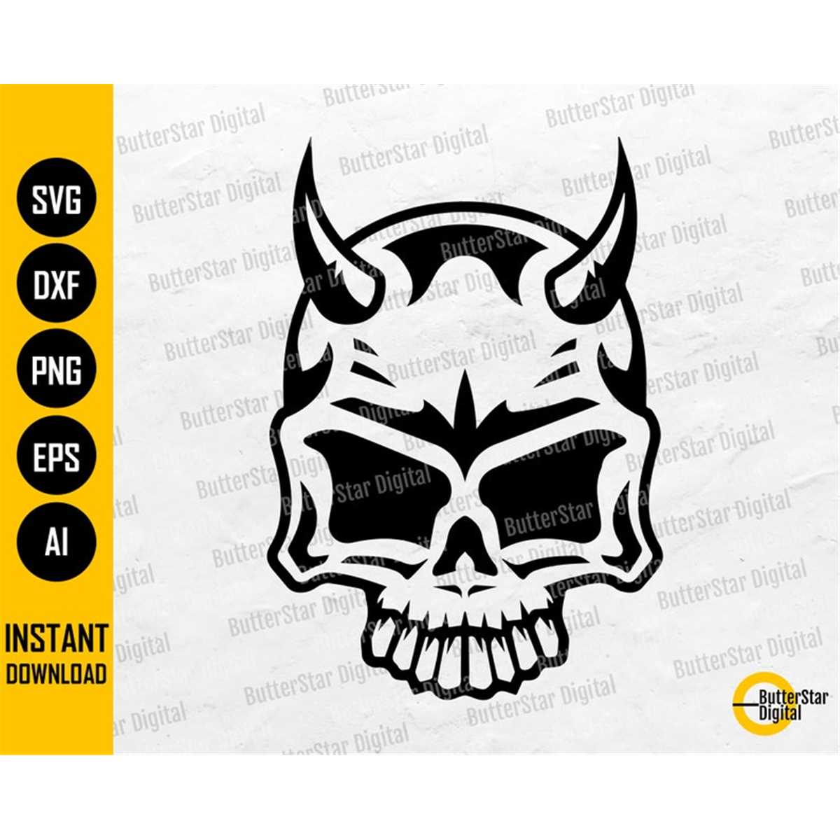 Devil Skull SVG | Evil Skeleton SVG | Gothic Hell Demon Deca - Inspire ...