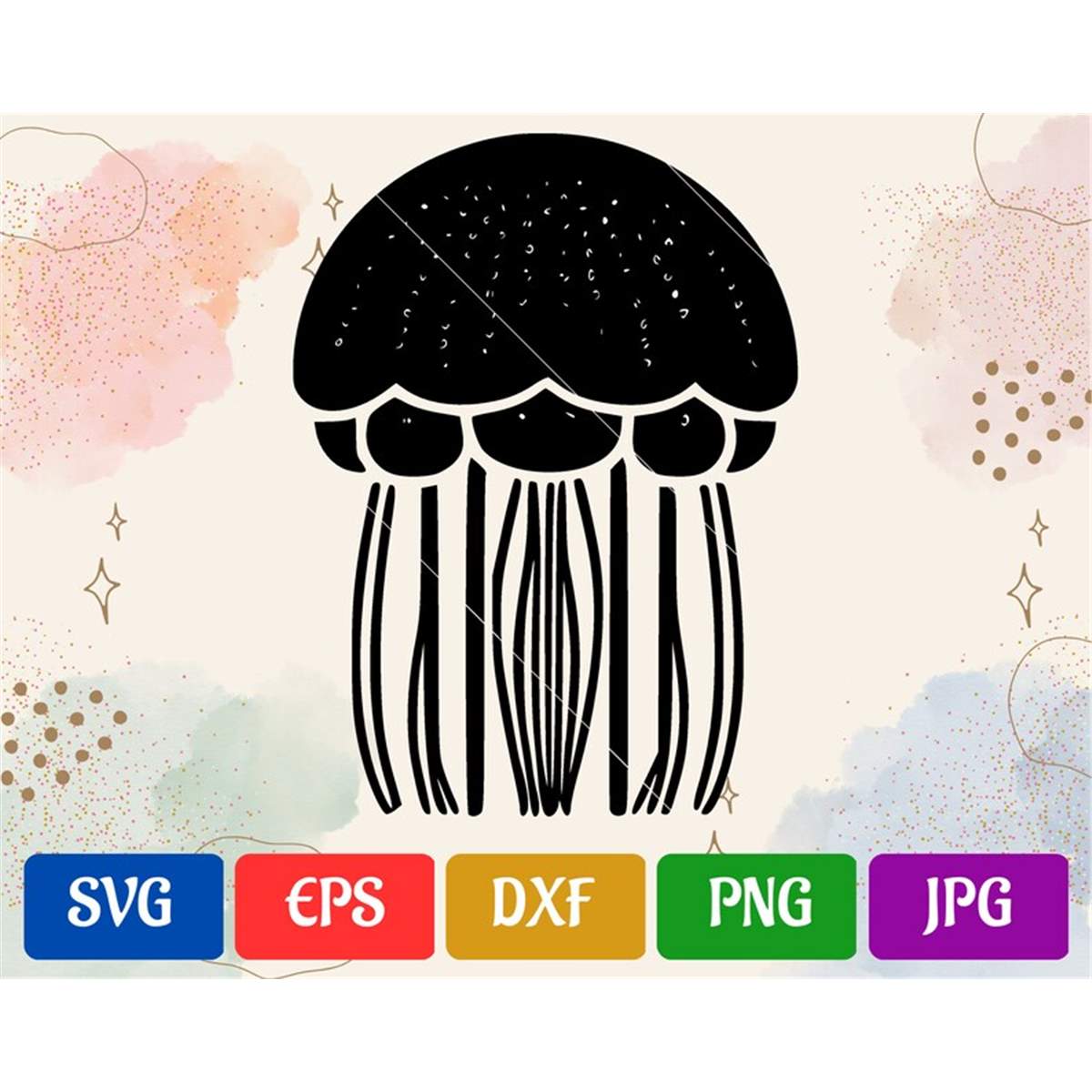 Jellyfish SVG | Black and White Vector Cut file for Cricut | - Inspire ...