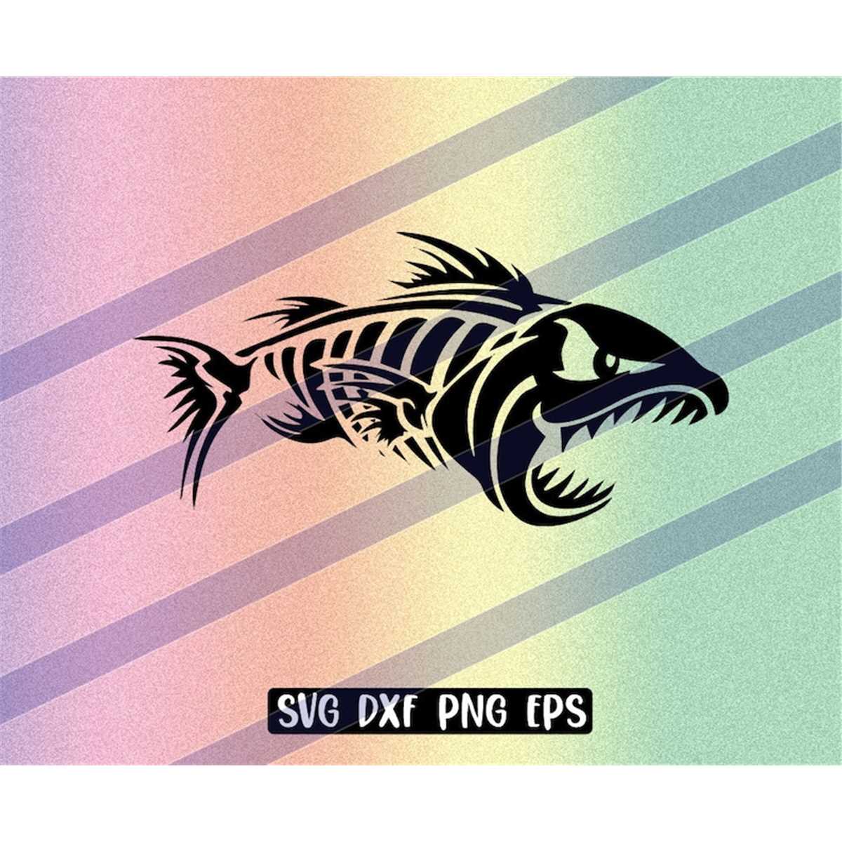 Fish svg dxf png eps Skeletal instant download vector file | Inspire Uplift