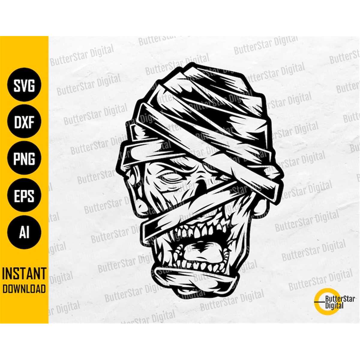 Mummy Head SVG | Horror Monster SVG | Halloween T-Shirt Deca - Inspire ...