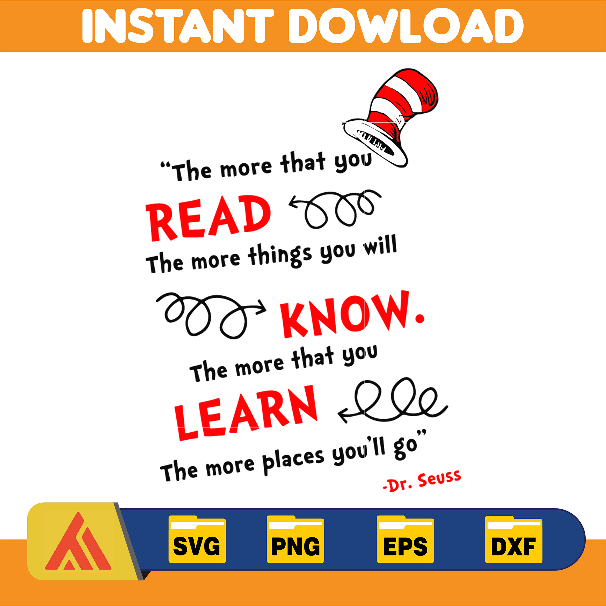 Dr.Suess Svg, Dxf, Png, Dr.Suess book Png, Dr. Suess Png, Su | Inspire ...
