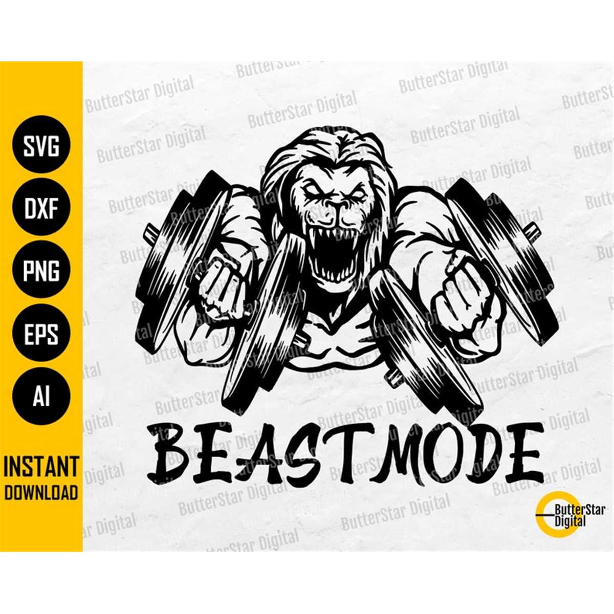 Beast Mode SVG | Fitness SVG | Workout T-Shirt Decal Stencil - Inspire ...