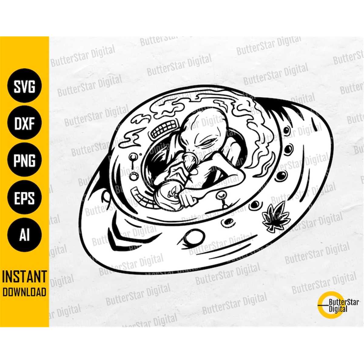 Cannabis UFO SVG | Alien Smoking Marijuana SVG | Weed 420 Ha - Inspire ...