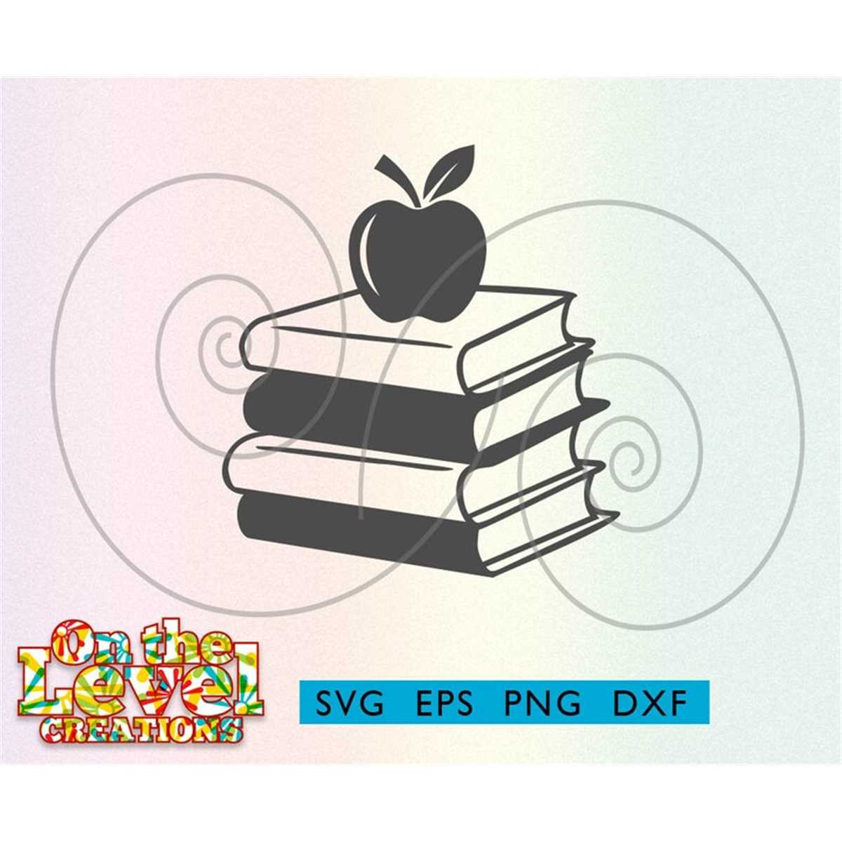 Apple on a stack of books svg dxf png eps download teacher l | Inspire ...