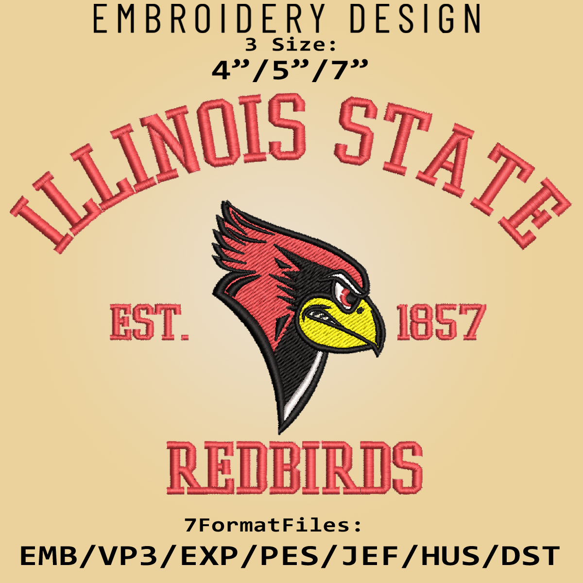 Illinois State Redbirds embroidery design, NCAA Logo Embroid | Inspire ...