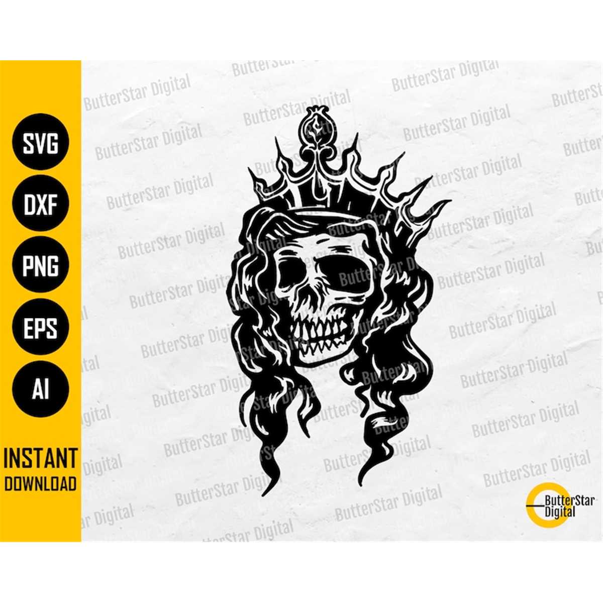 Skull Queen SVG | Skeleton Woman SVG | Gothic Girl Decal Shi - Inspire ...