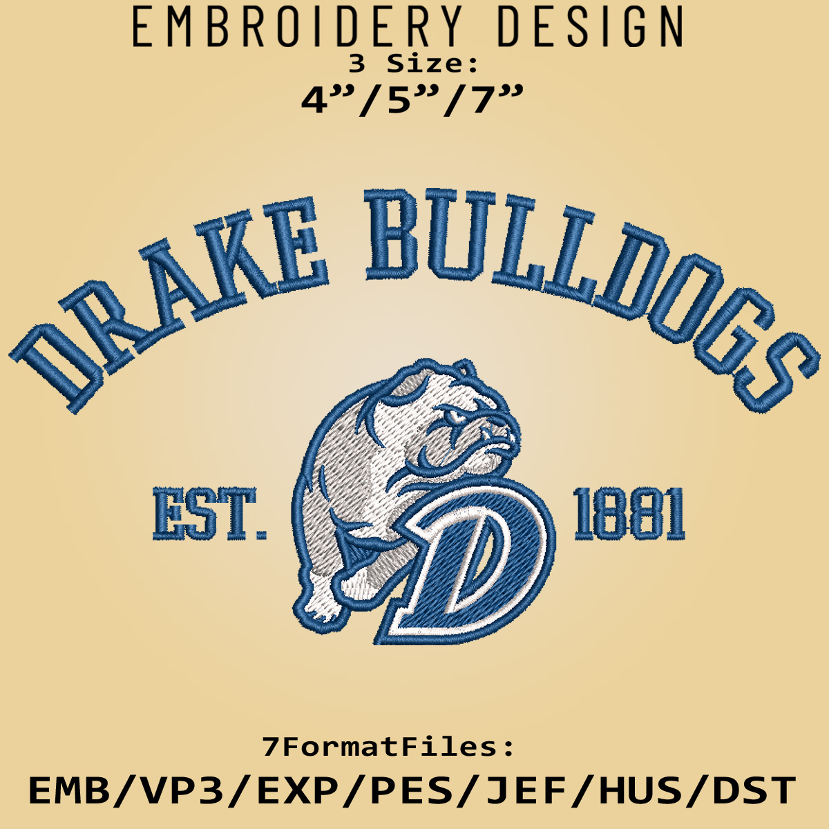 Drake Bulldogs embroidery design, NCAA Logo Embroidery Files | Inspire ...