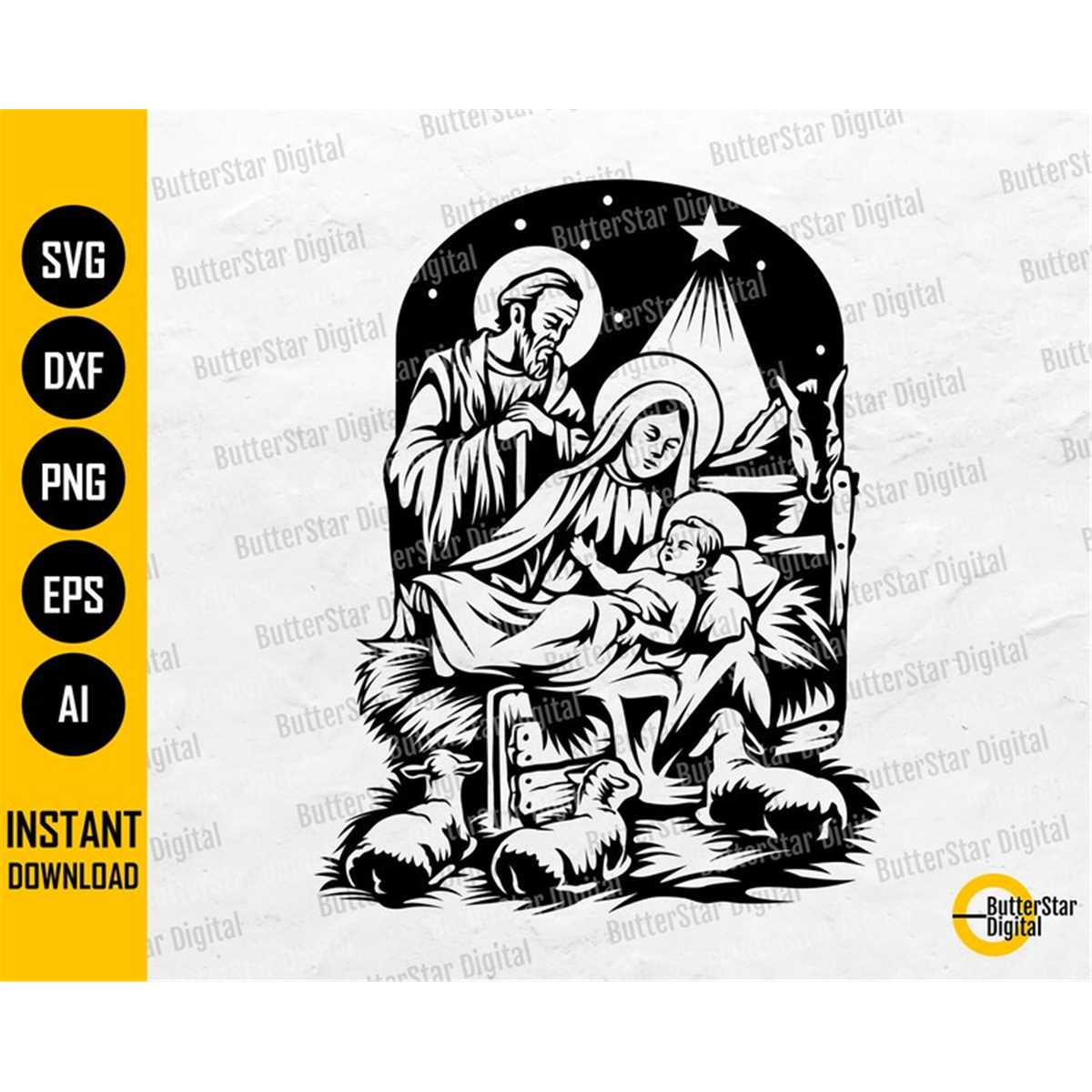 Birth Of Jesus SVG | Nativity SVG | Manger Bethlehem Star St - Inspire ...