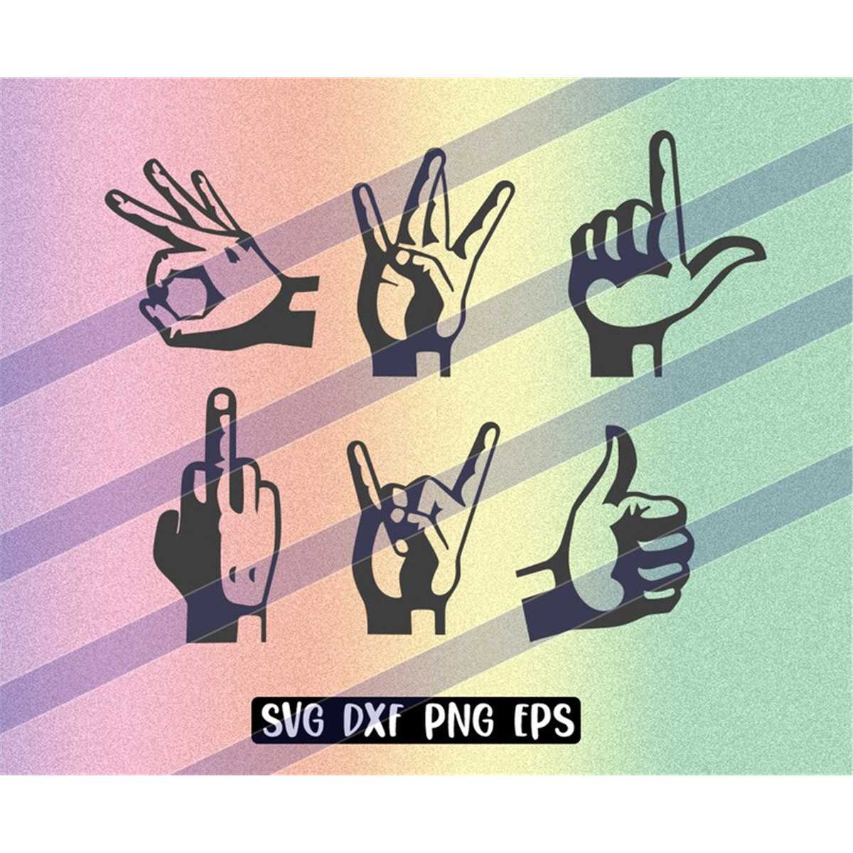 Hand Signs svg dxf png eps instant download cup gift Silhoue | Inspire ...
