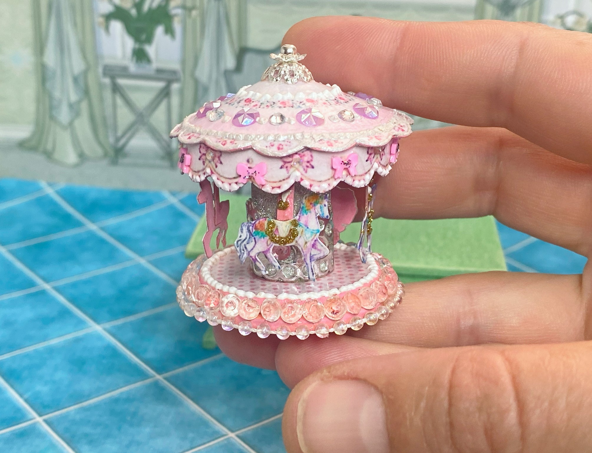 Carousel. puppet miniature. Dollhouse. Doll toy. 1:12. - Inspire Uplift