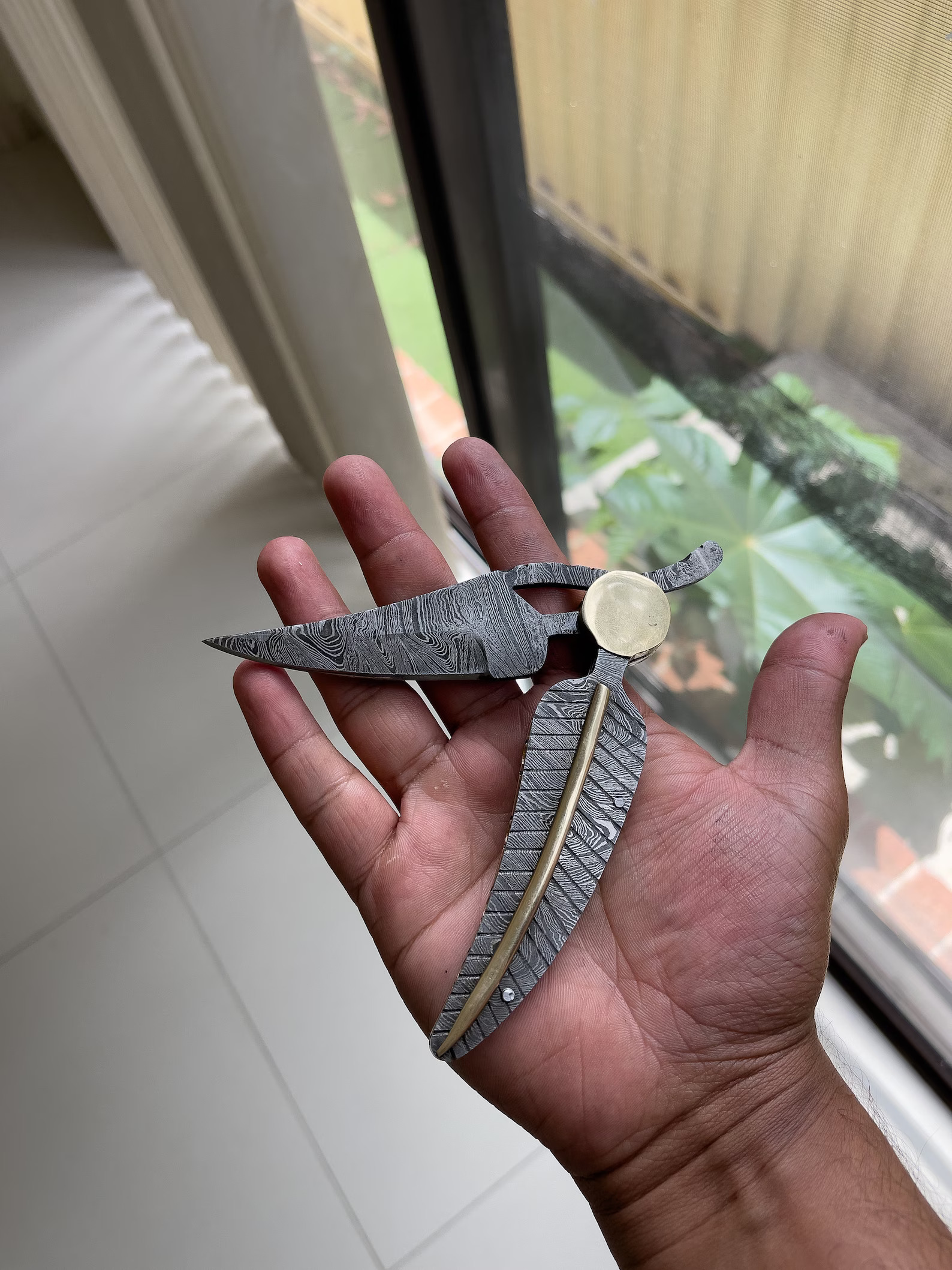 Damascus leaf Pocket Knife , Everyday Carry Knife, Damascus | Inspire ...