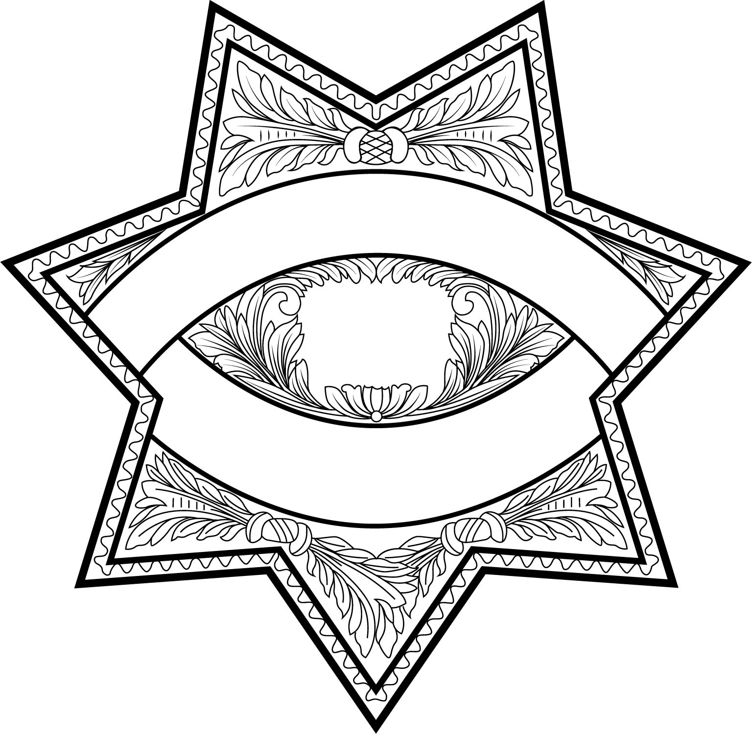 BLANK POLICE BADGE VECTOR FILE NEW Black white vector outlin | Inspire ...