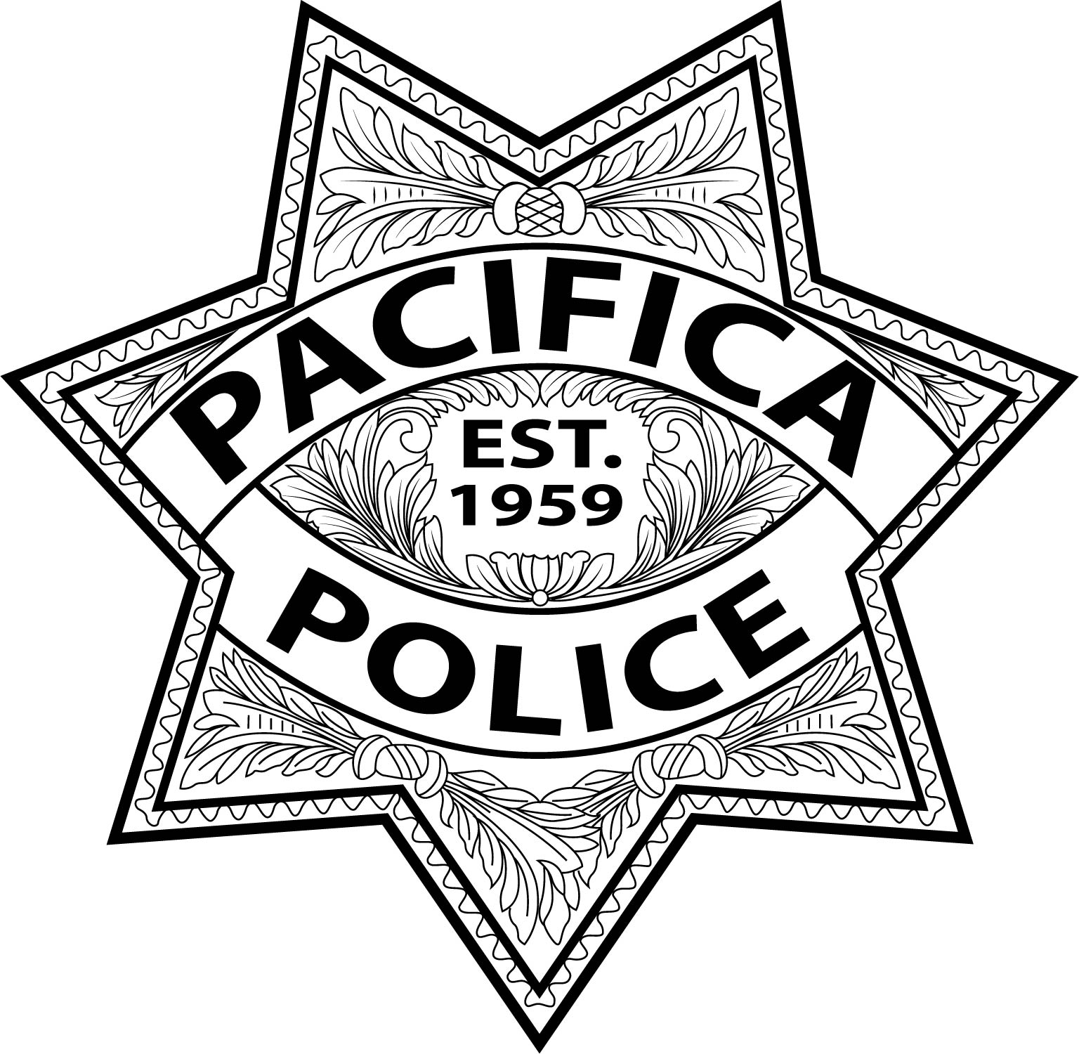 PACIFICA POLICE BADGE VECTOR FILE Black white vector outline | Inspire ...
