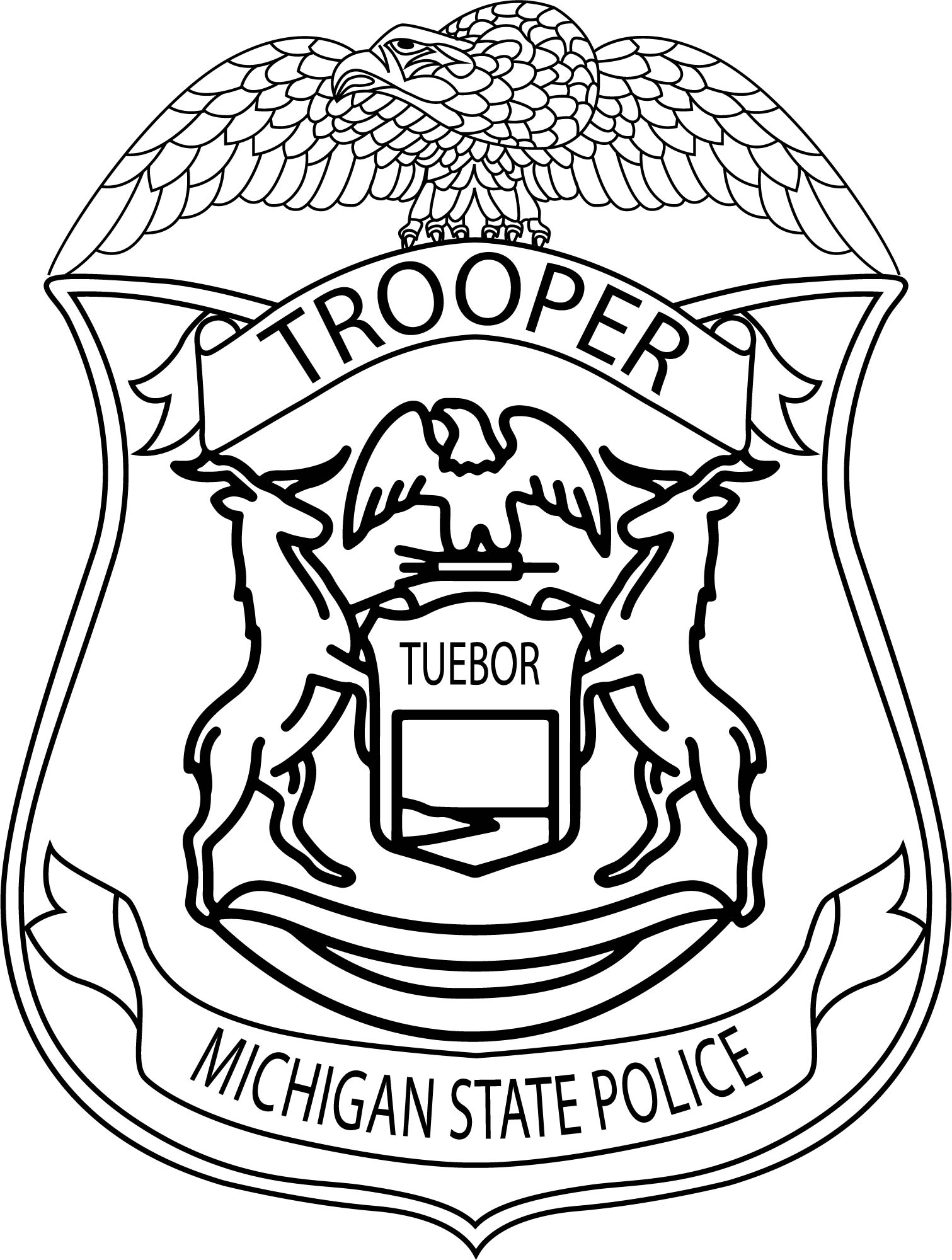 TROOPER MICHIGAN STATE POLICE BADGE VECTOR FILE Black white | Inspire Uplift