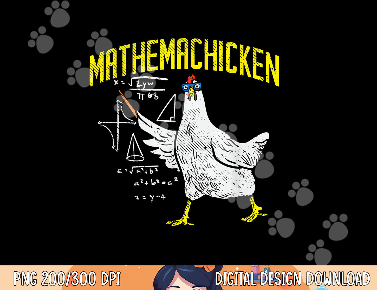 Mathemachicken Math Nerd Algebra Teacher Chicken png, subli | Inspire ...