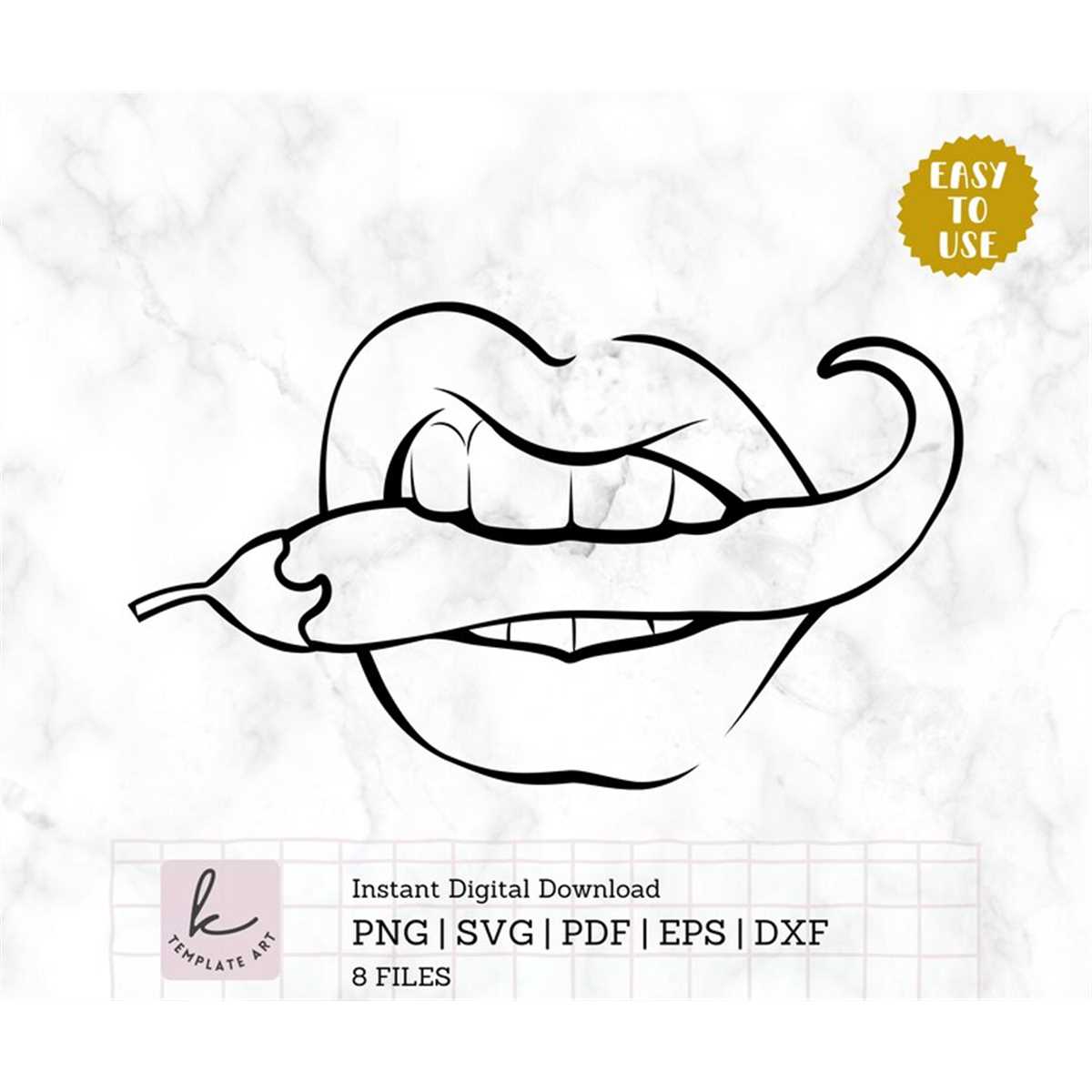 Biting a Chilli, Vector Lip Pepper, Chili Pepper svg, Chili - Inspire ...