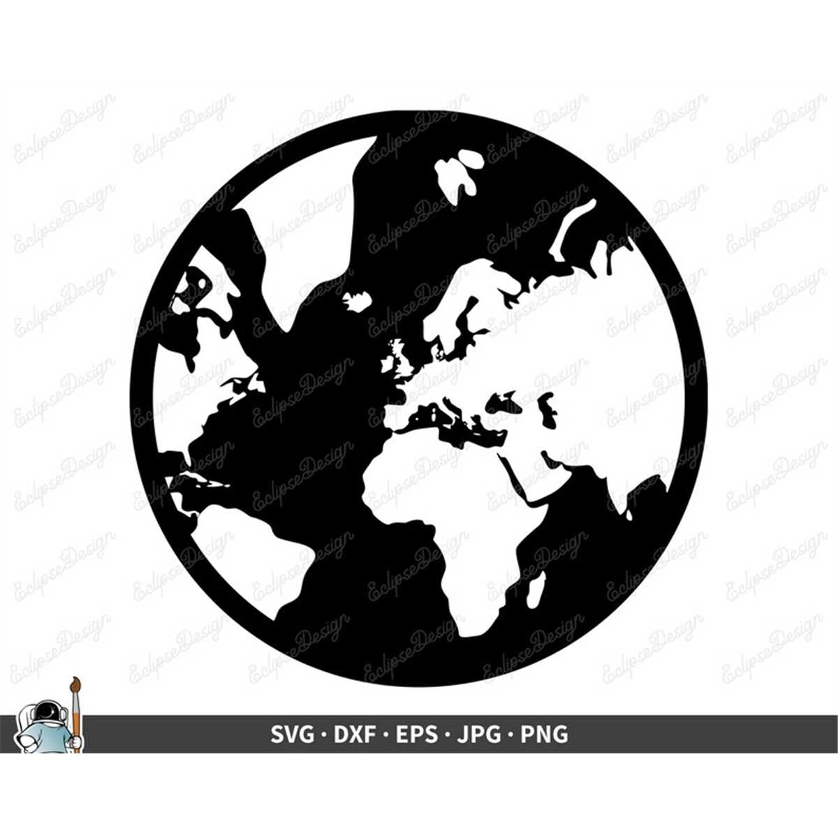 Planet Earth SVG Clip Art Cut File Silhouette dxf eps png j - Inspire ...