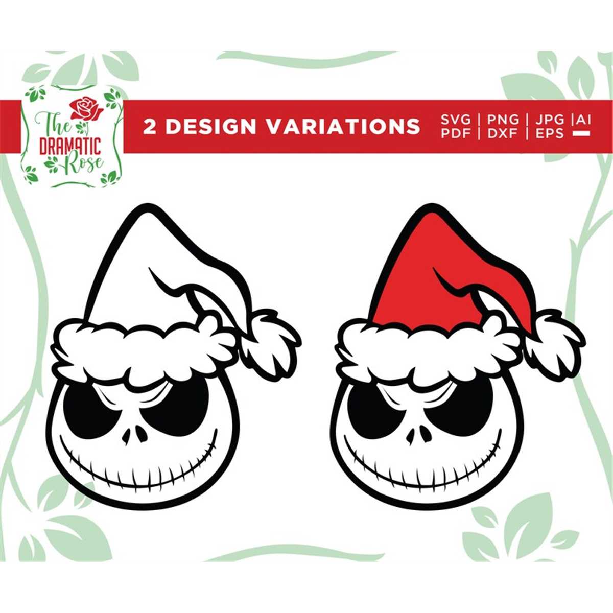 Jack Skellington SVG, Nightmare SVG with Christmas Hat skull | Inspire ...