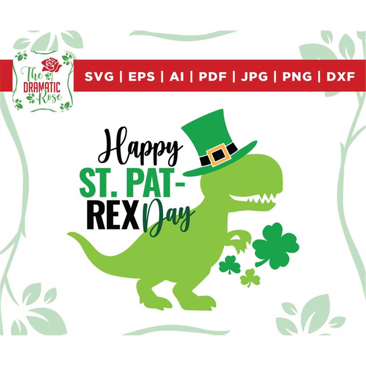 St Patrick's Day Svg, Shamrock Svg, Dinosaur Svg, Clover svg | Inspire ...
