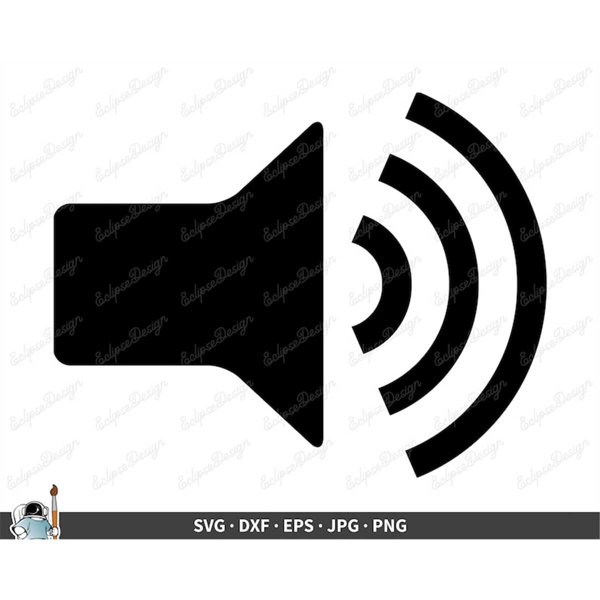 Sound Volume Icon SVG Clip Art Cut File Silhouette dxf eps - Inspire Uplift
