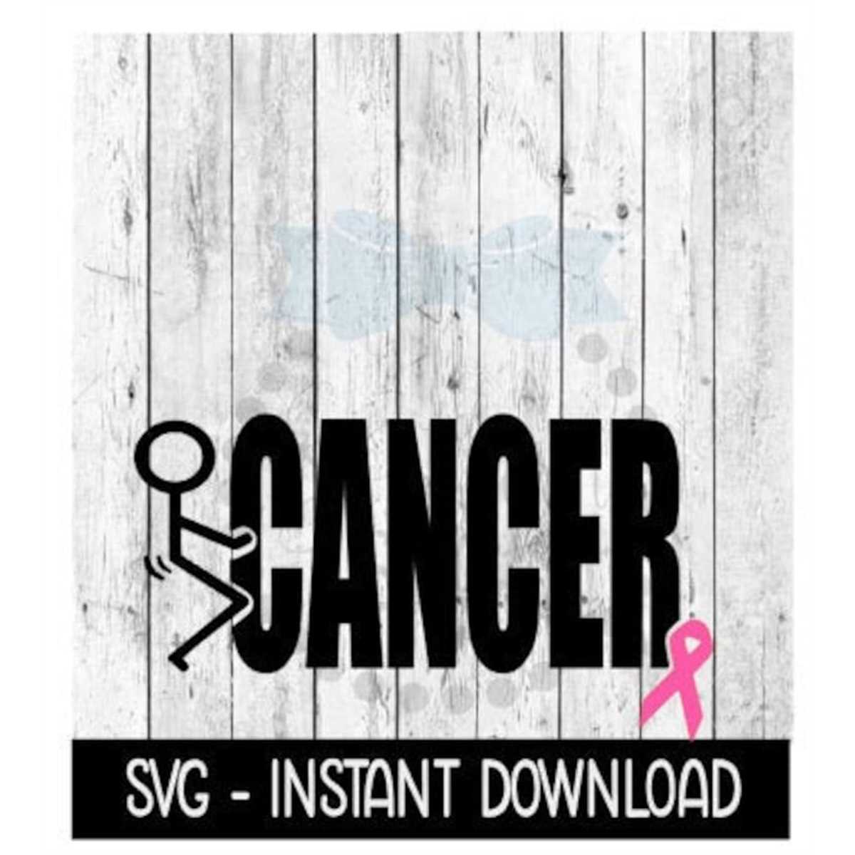 Fck Cancer Ribbon, Breast Cancer Ribbon SVG, Wine Glass SVG, - Inspire ...