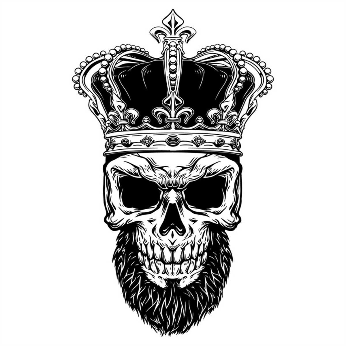 Skull King in Crown SVG Hand Drawn Royal Skeleton Clipart De - Inspire ...