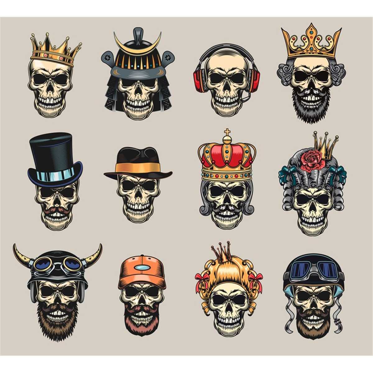 Best Skull SVG Bundle Skeleton Clipart Set Skull King Samura | Inspire ...
