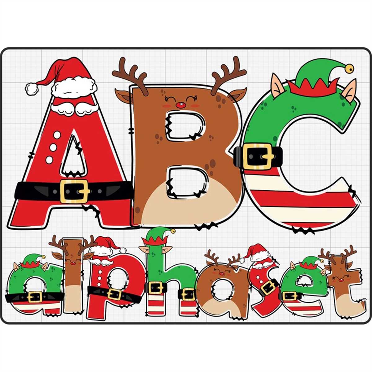 Christmas Doodle letters, Santa Sublimation Font, Xmas Doodl | Inspire ...