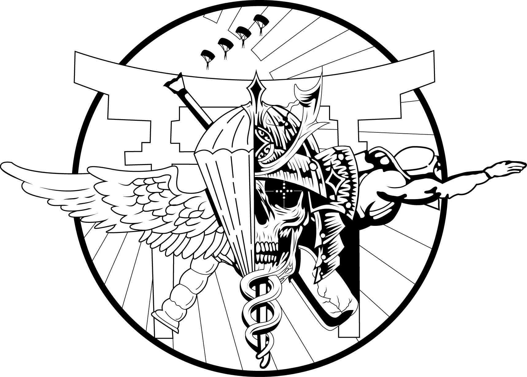 USMC RECON vector file Black white vector outline or line ar | Inspire ...