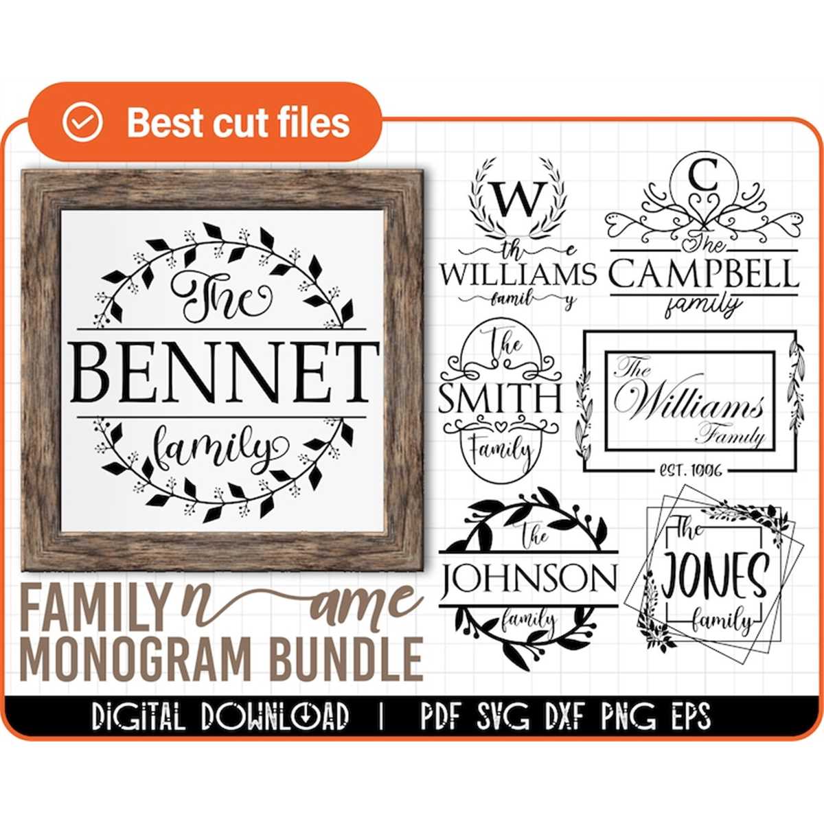 Family name monogram svg bundle hand drawn | wedding monogra | Inspire ...