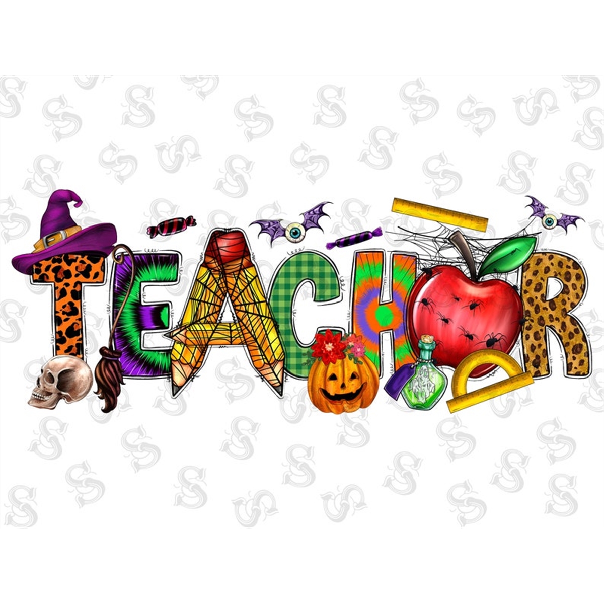 Halloween Teacher Png Sublimation Design, Happy Halloween Pn - Inspire ...