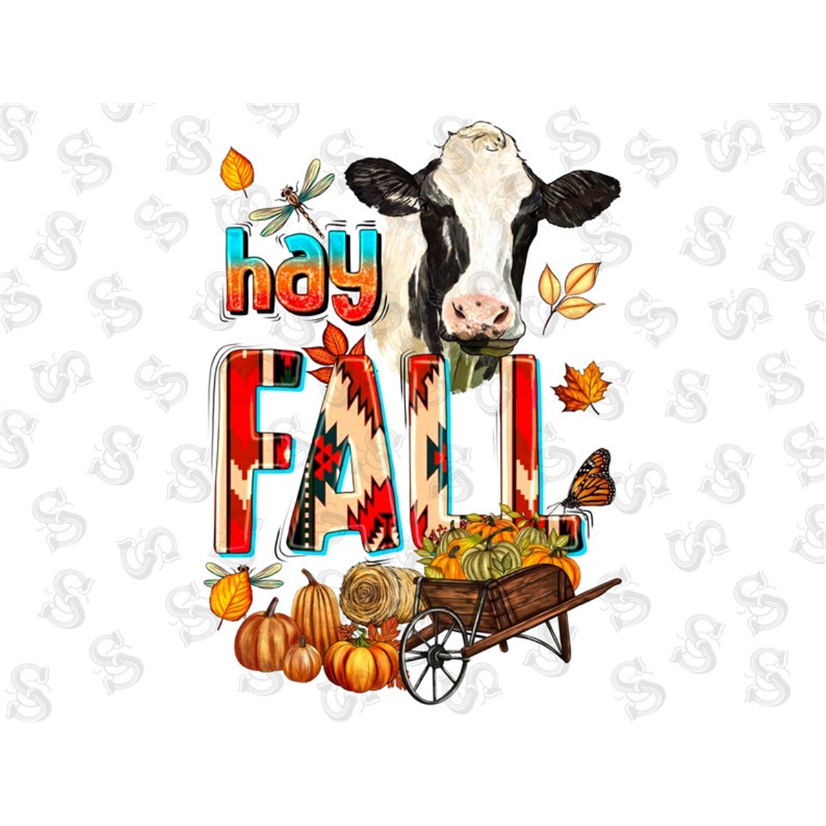 Hay Fall Cow Png Sublimation Design, Fall Png, Hello Fall, C | Inspire ...