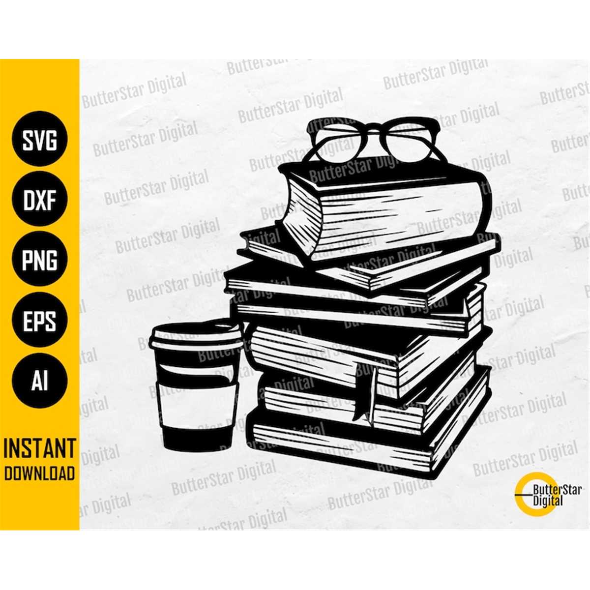 Books And Coffee SVG | Library SVG | Bookworm SVG | Reading - Inspire ...