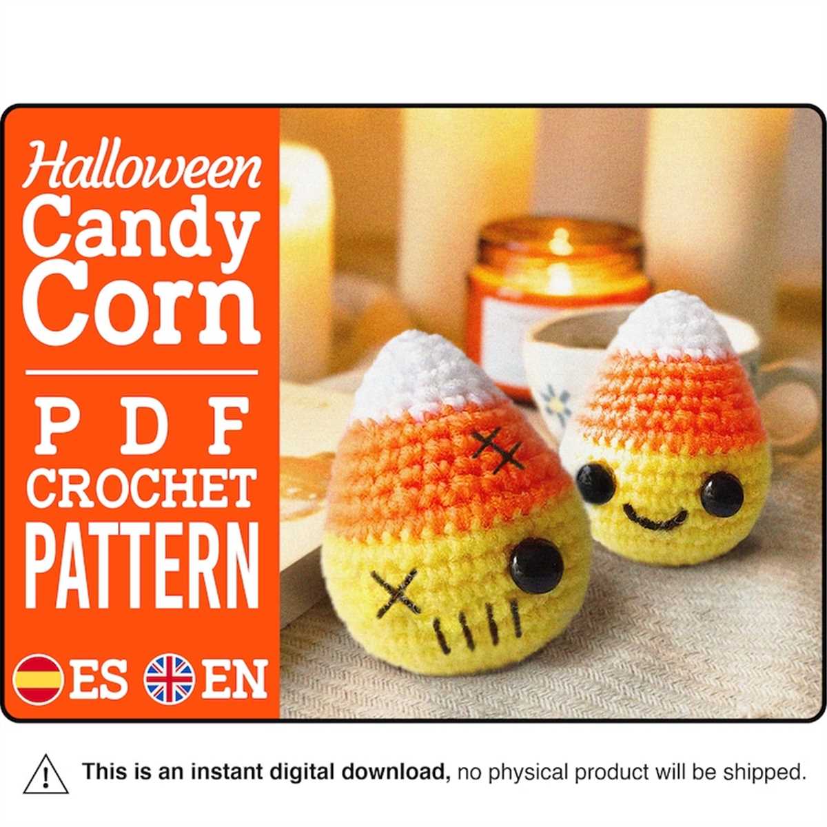 Mini Candy Corn PDF crochet pattern, halloween decoration cr | Inspire ...